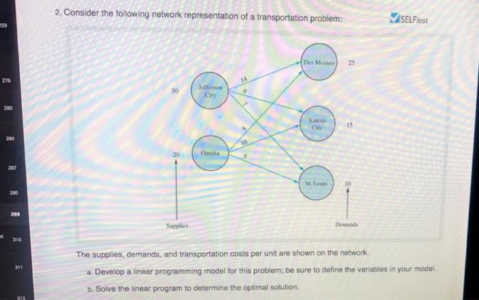 Solved 2. Consider the following network representation of a | Chegg.com