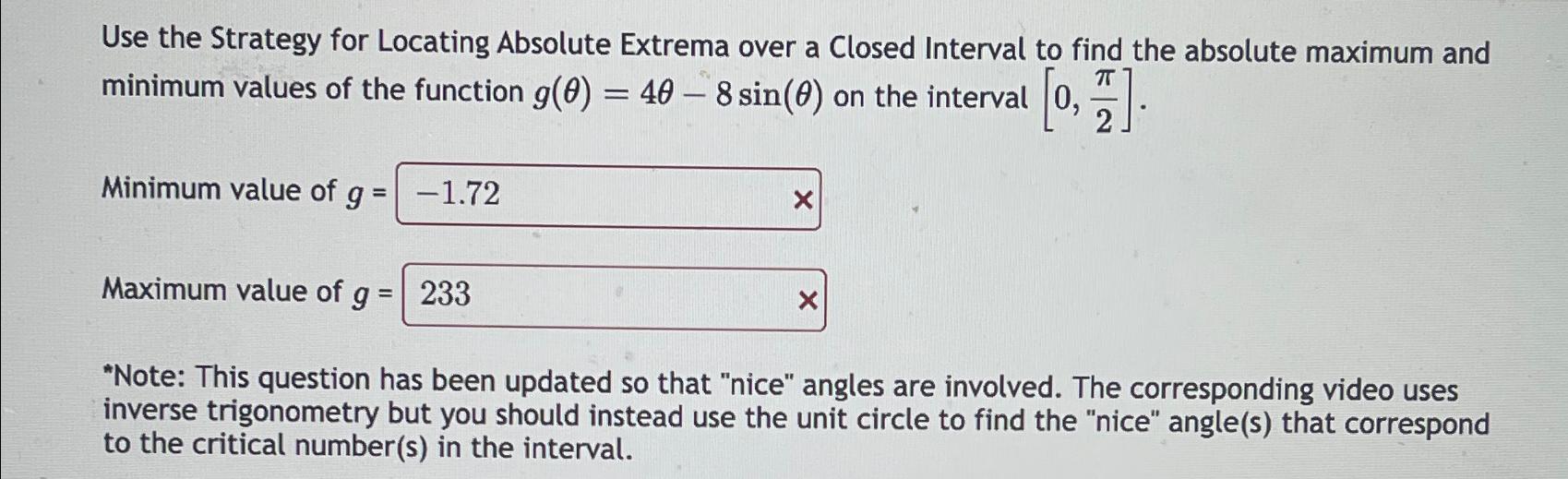 Solved Use the Strategy for Locating Absolute Extrema over a | Chegg.com