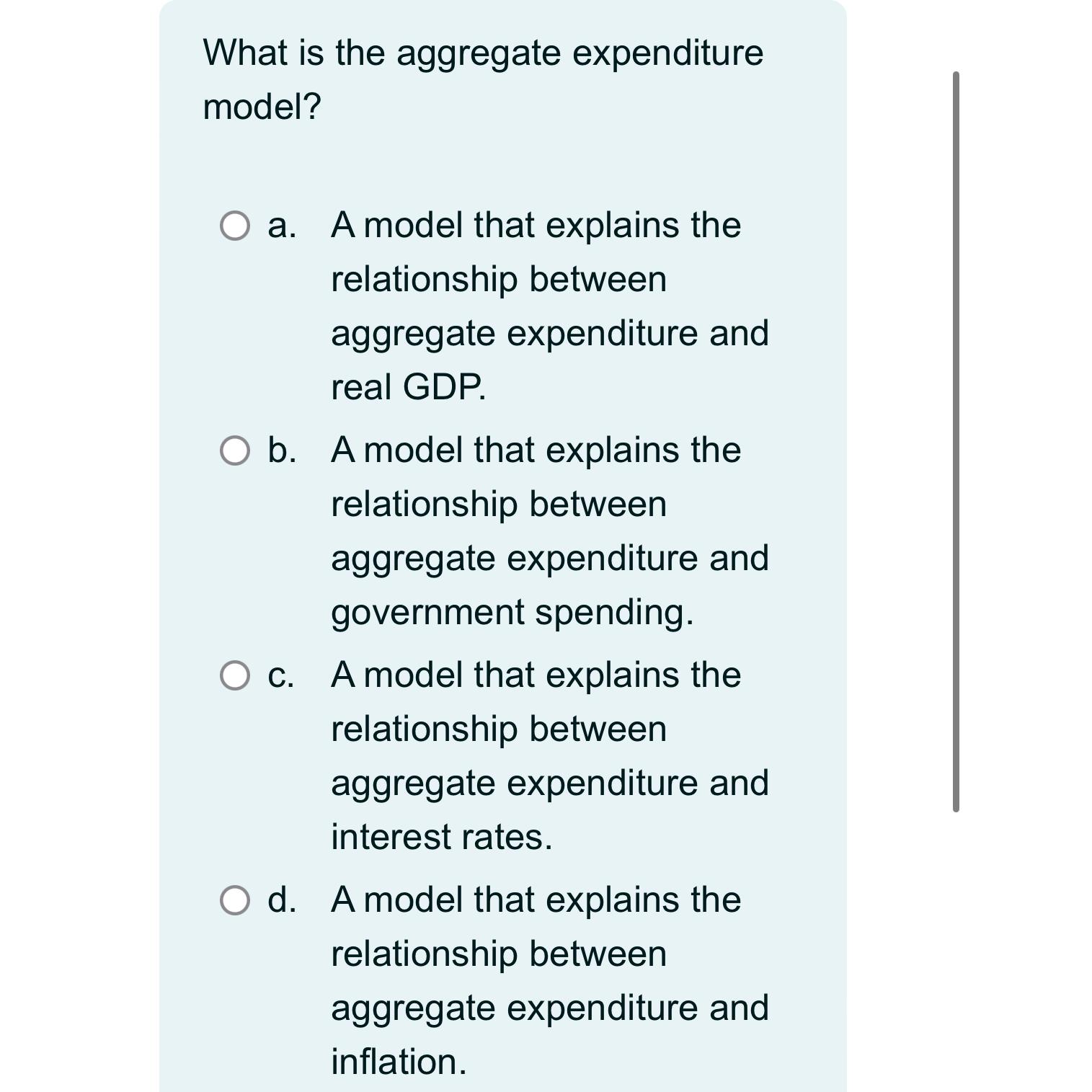 Solved What is the aggregate expenditure model?a. ﻿A model | Chegg.com