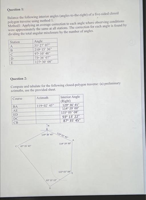 Solved Question 1: Balance the following interior angles | Chegg.com Solved Question 1: Balance the following interior angles | Chegg.com