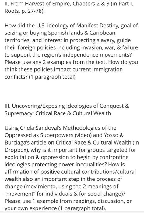 1. From Harvest of Empire, Chapter 1 (in Part I, | Chegg.com