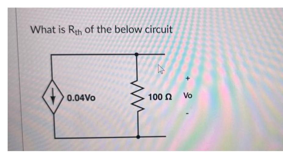 Solved What is Rth of the below circuit w 0.04Vo 100 12 Vo | Chegg.com
