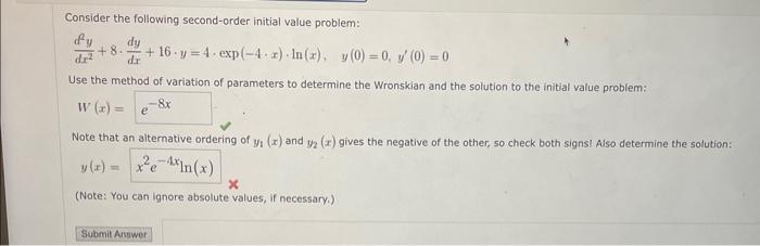 Solved Consider the following second-order initial value | Chegg.com