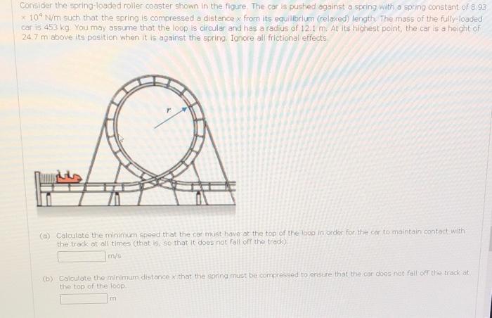 Solved Consider the spring loaded roller coaster shown in | Chegg.com