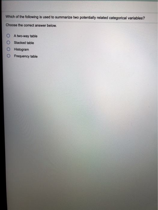 Solved Which of the following is used to summarize two | Chegg.com