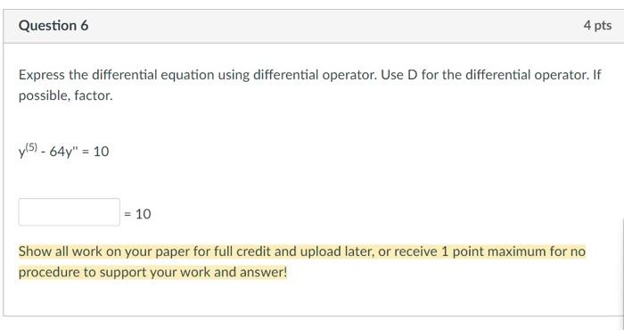 Solved Express the differential equation using differential | Chegg.com