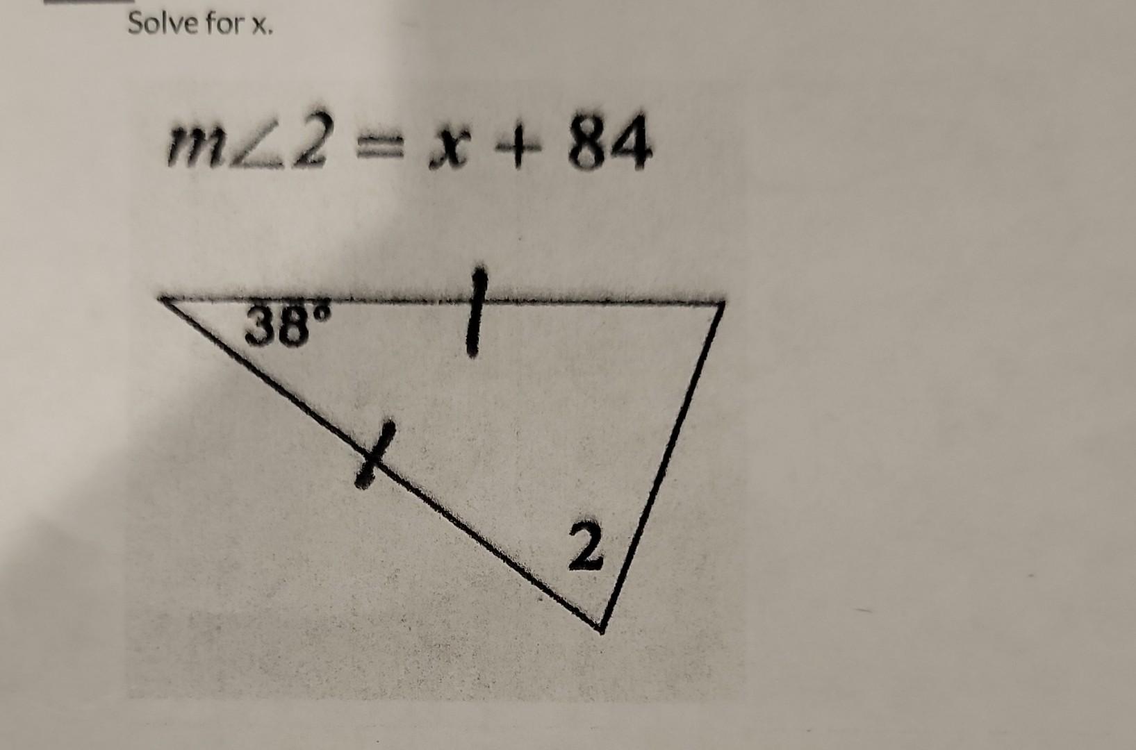 Solved m∠2=x+84 | Chegg.com