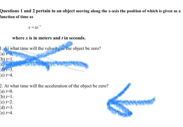 Solved Questions 1 And 2 Pertain To An Object Moving Along