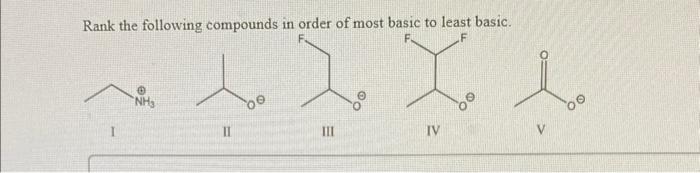 Solved Rank the following compounds in order of most basic | Chegg.com