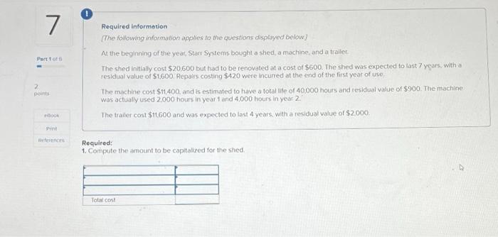 Solved 7 Part of Required information The following | Chegg.com