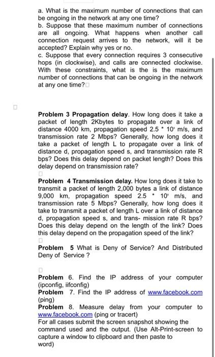 Solved Problem 1 - Consider the circuit-switched network | Chegg.com