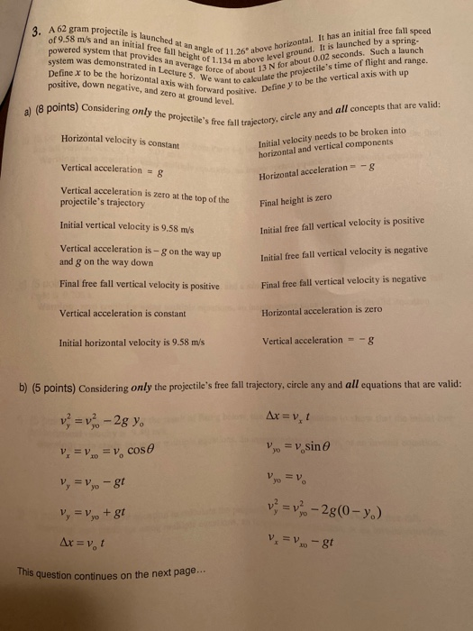 Solved Hi, Please help me with my Physic Projecttile Motion | Chegg.com