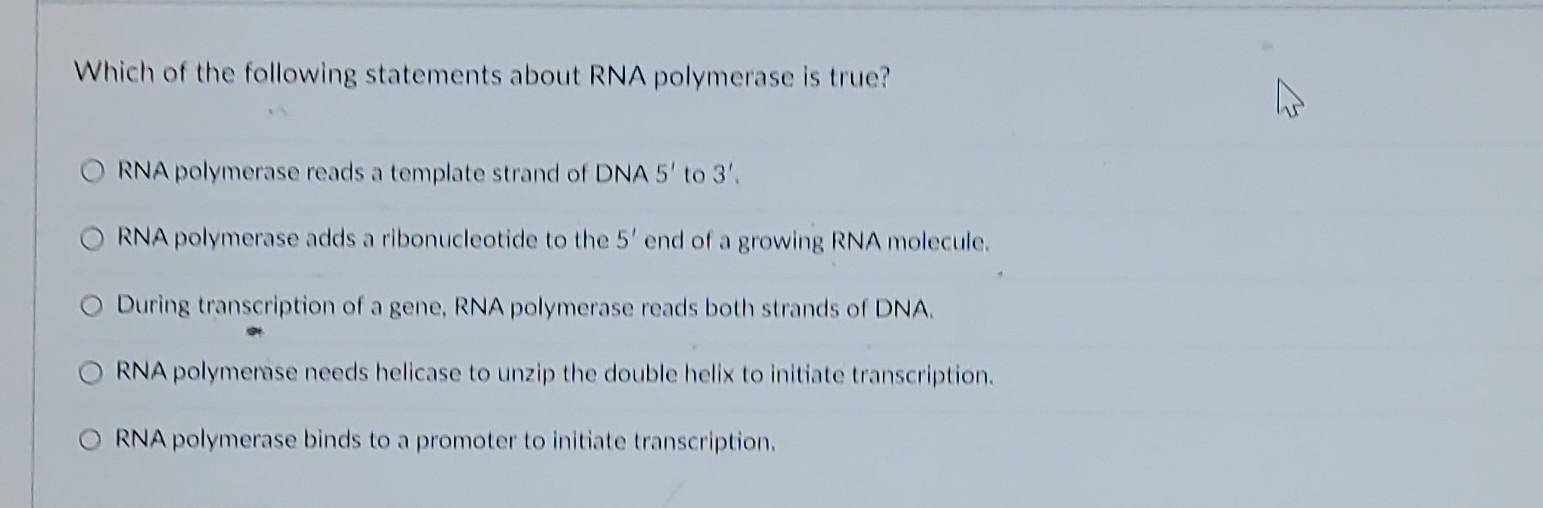Solved Which of the following statements about RNA | Chegg.com