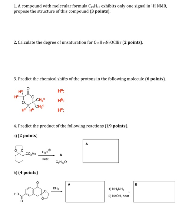 Solved 1. A compound with molecular formula C10H18 exhibits | Chegg.com