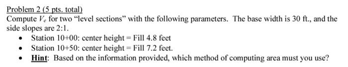 Solved Problem 2 (5 pts. total) Compute Ve for two "level | Chegg.com