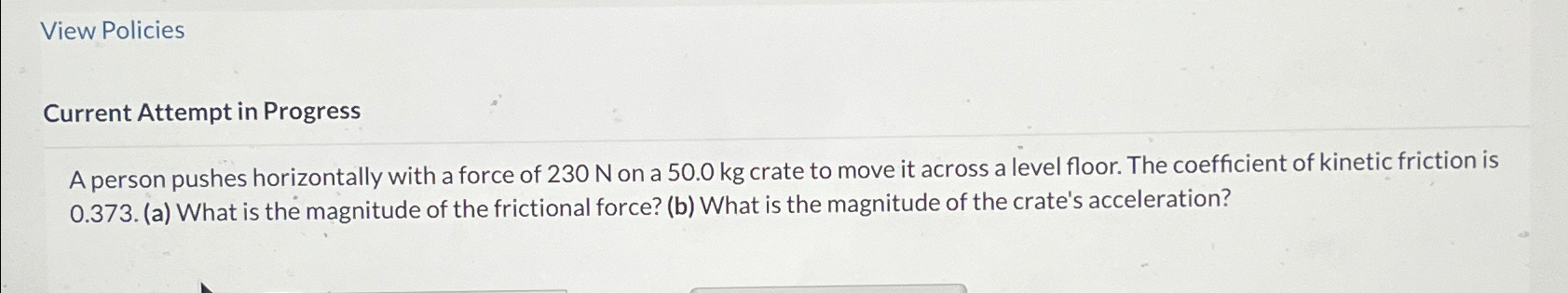 Solved View PoliciesCurrent Attempt in ProgressA person | Chegg.com