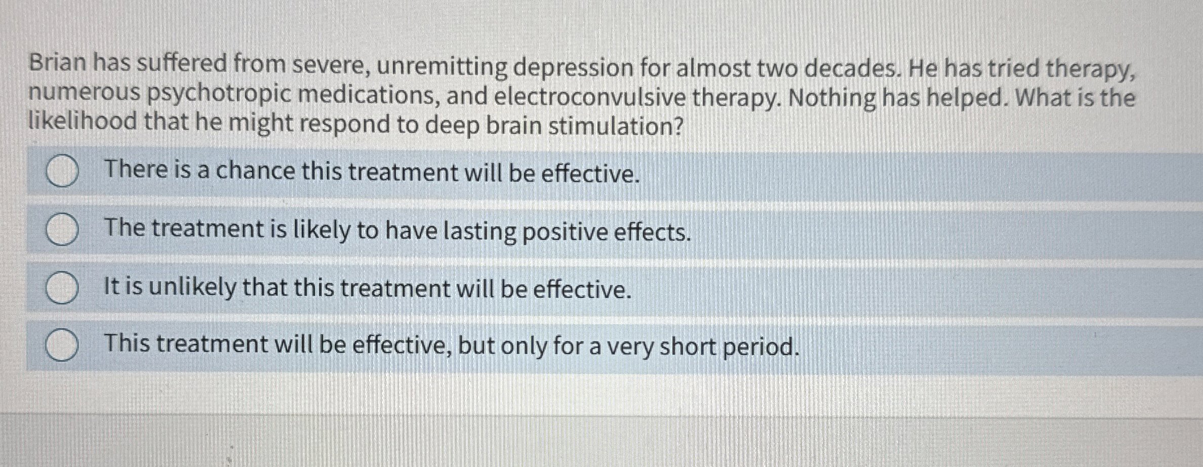 Solved Brian has suffered from severe, unremitting | Chegg.com