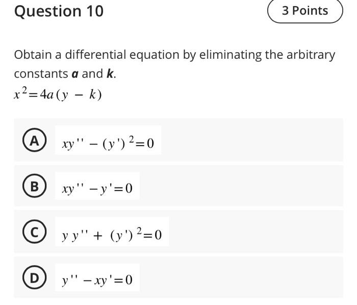 Solved Obtain a differential equation by eliminating the | Chegg.com