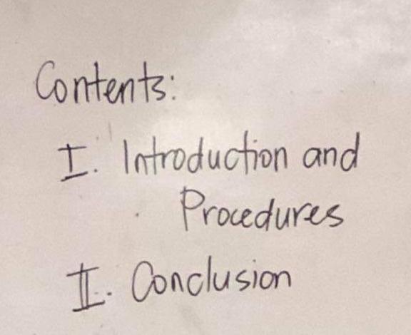 Solved Contents: I. Introduction and Procedures I. | Chegg.com