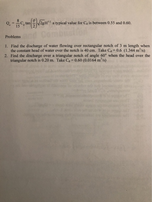 Solved 1. Derive the equation for a triangular (V) notch | Chegg.com