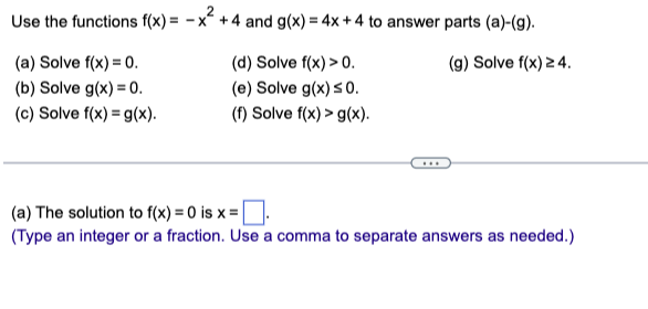 Solved Use the functions f(x)=-x2+4 ﻿and g(x)=4x+4 ﻿to | Chegg.com