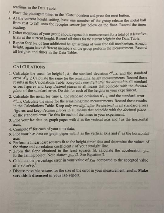 Solved PHYS 2110 GENERAL PHYSICS I LABORATORY Free Falling | Chegg.com