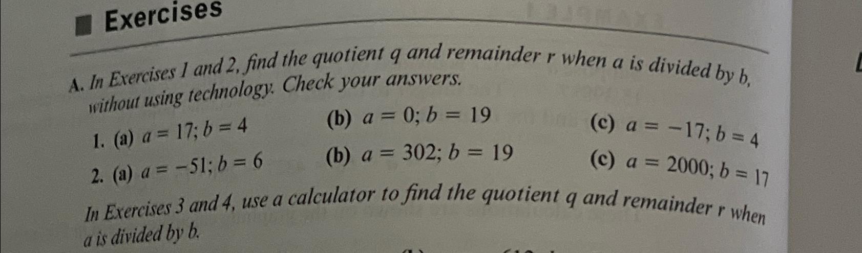 Solved ExercisesA. ﻿In Exercises 1 ﻿and 2, ﻿find the | Chegg.com