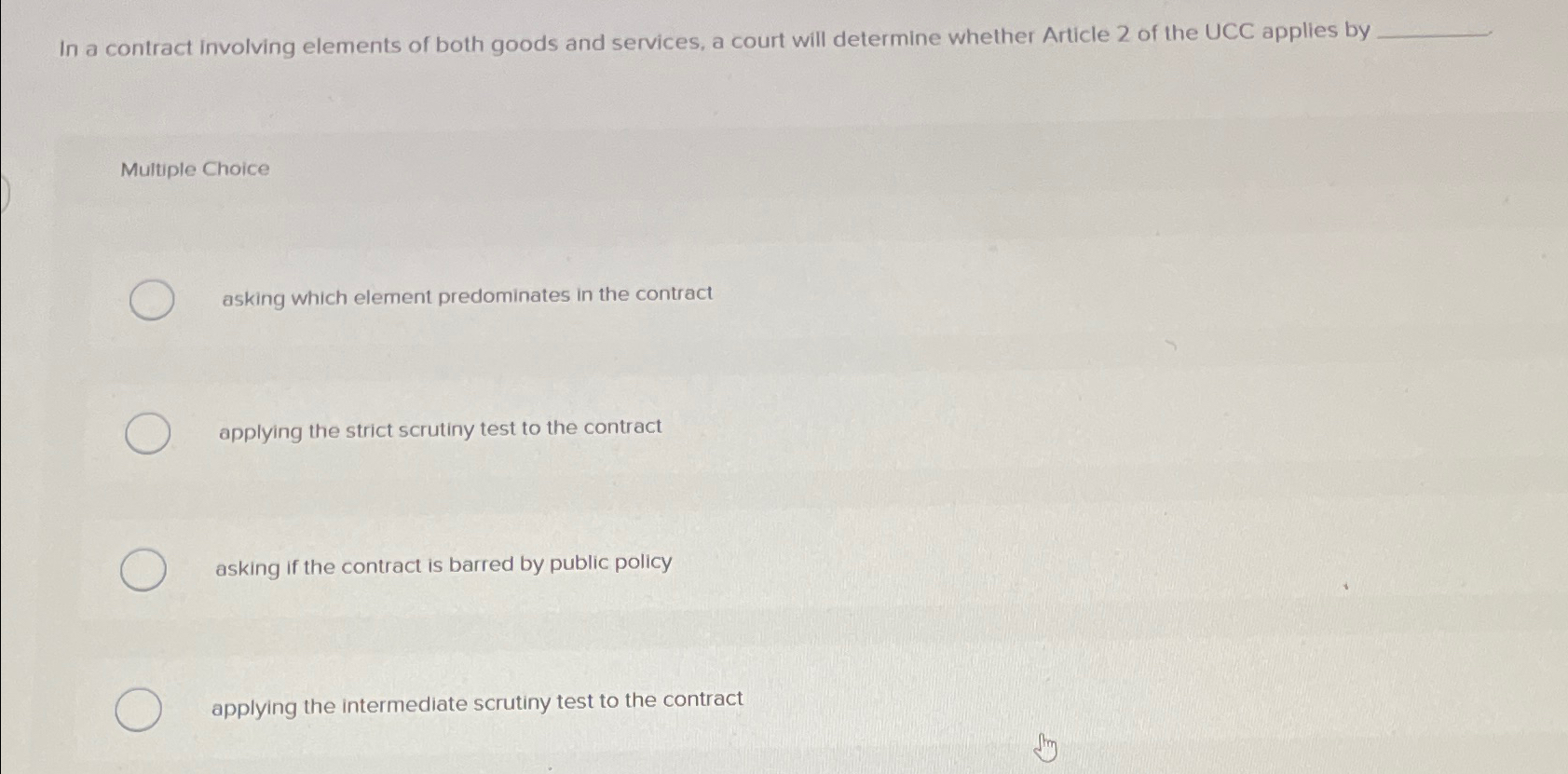 Solved In a contract involving elements of both goods and | Chegg.com