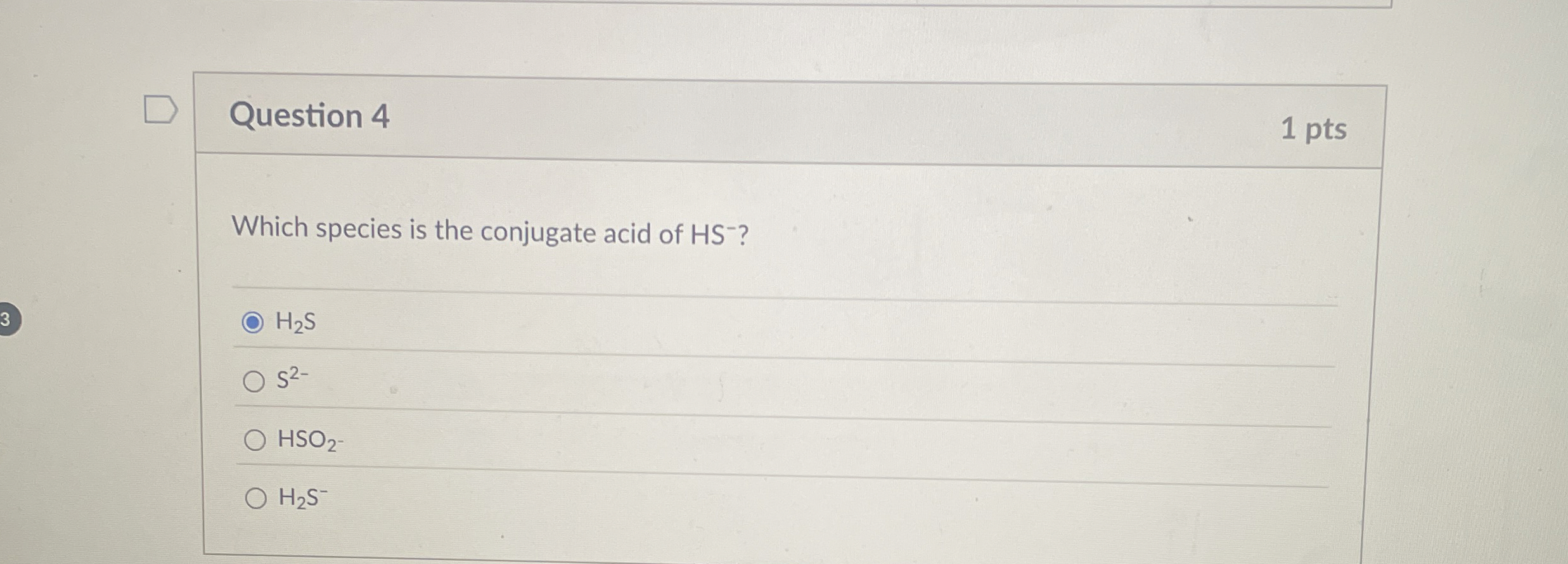 Solved Question 41 ﻿ptsWhich species is the conjugate acid | Chegg.com