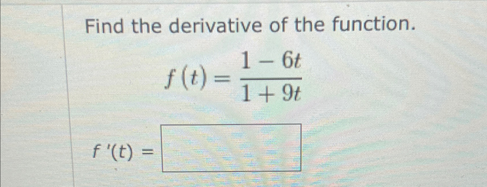 Solved Find the derivative of the | Chegg.com