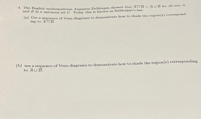 Solved AUB for all sets A = 4. The English mathematician | Chegg.com