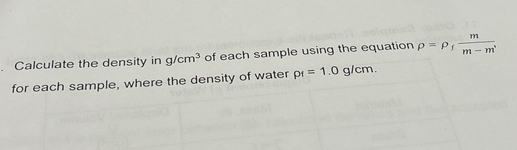Solved Calculate the density in gcm3 ﻿of each sample using | Chegg.com