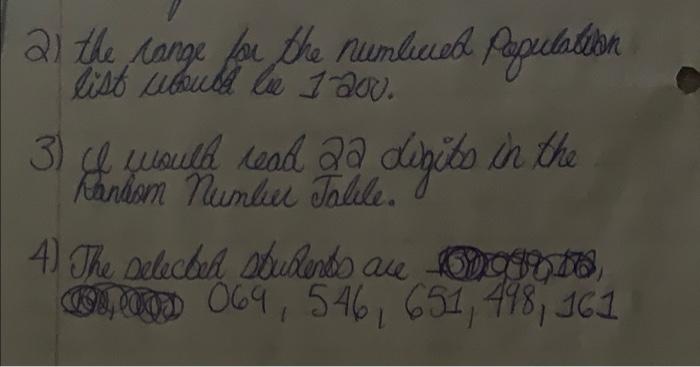 B. Using the Random Table to Obtain a | Chegg.com