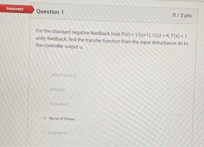 Solved For the standard negative feedback loop | Chegg.com