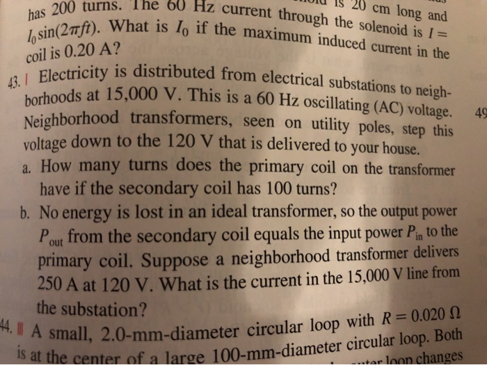 Solved Id 15 20 cm long and ns. The 60 Hz current through | Chegg.com