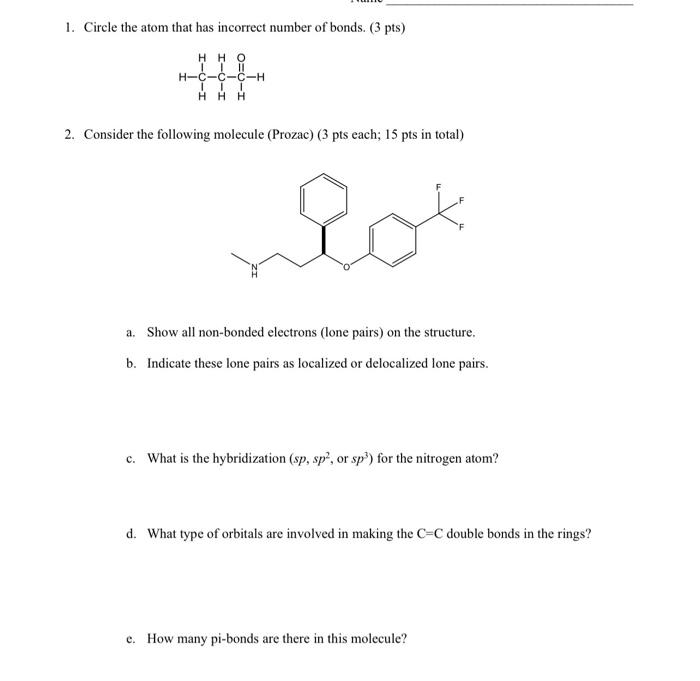Solved 1. Circle the atom that has incorrect number of | Chegg.com