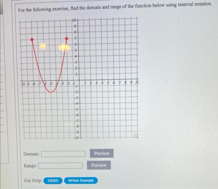 Solved For the following exercise, find the domain and range | Chegg.com