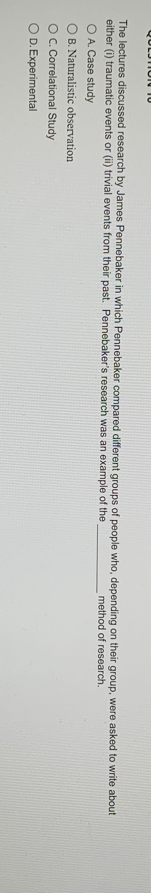 Solved The lectures discussed research by James Pennebaker | Chegg.com