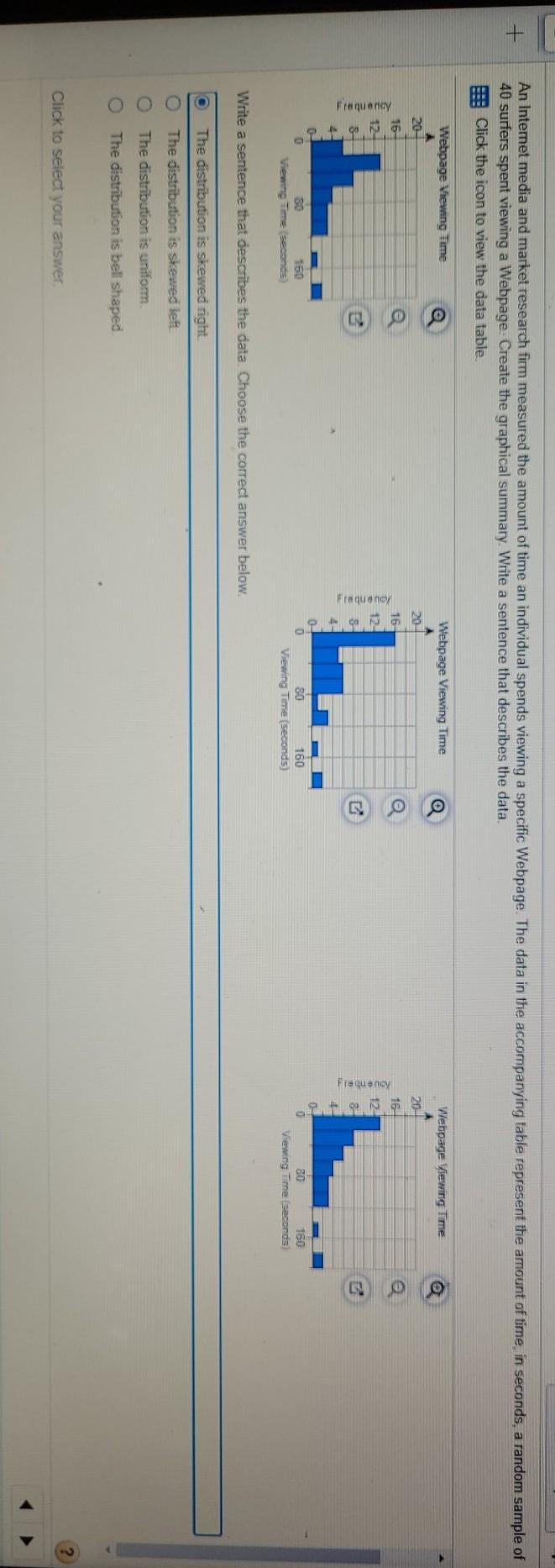 Solved Viewing Times (seconds) ect graph be 86 27 42 12. 5 | Chegg.com