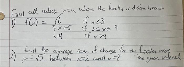 Solved Find all value x=9 whare the functin is discion | Chegg.com