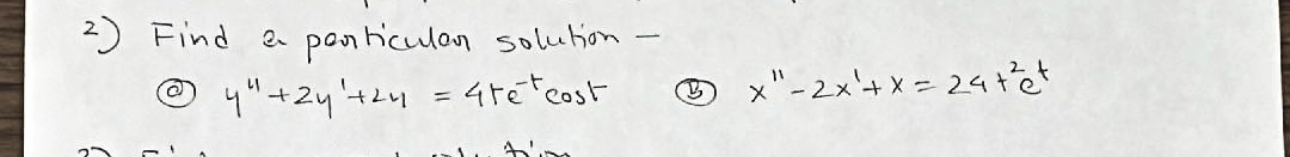 Solved Find a particular solution | Chegg.com