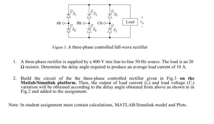 Solved Figure 3 A Three Phase Controlled Full Wave