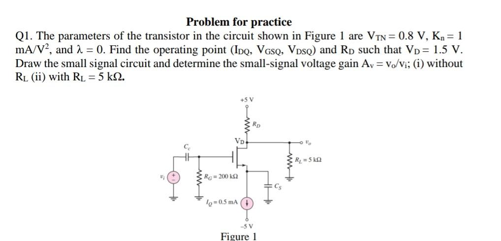 Solved Problem for practice Q1. The parameters of the | Chegg.com