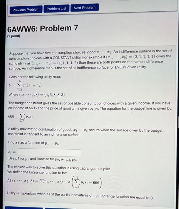 Solved Suppose that you have five consumption choices: good | Chegg.com