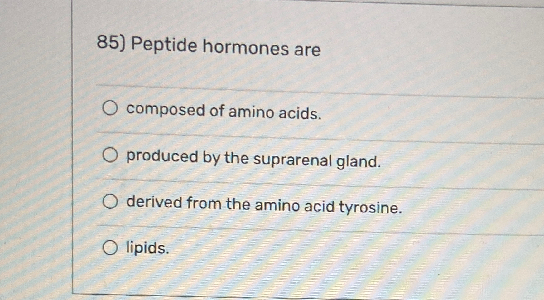 Solved Peptide hormones arecomposed of amino acids.produced | Chegg.com