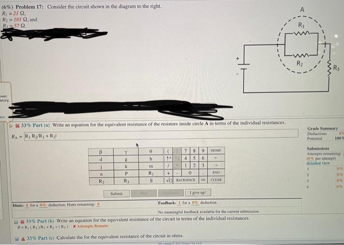 Solved (6\%) Problem 17: Consider the circuit shown in the | Chegg.com