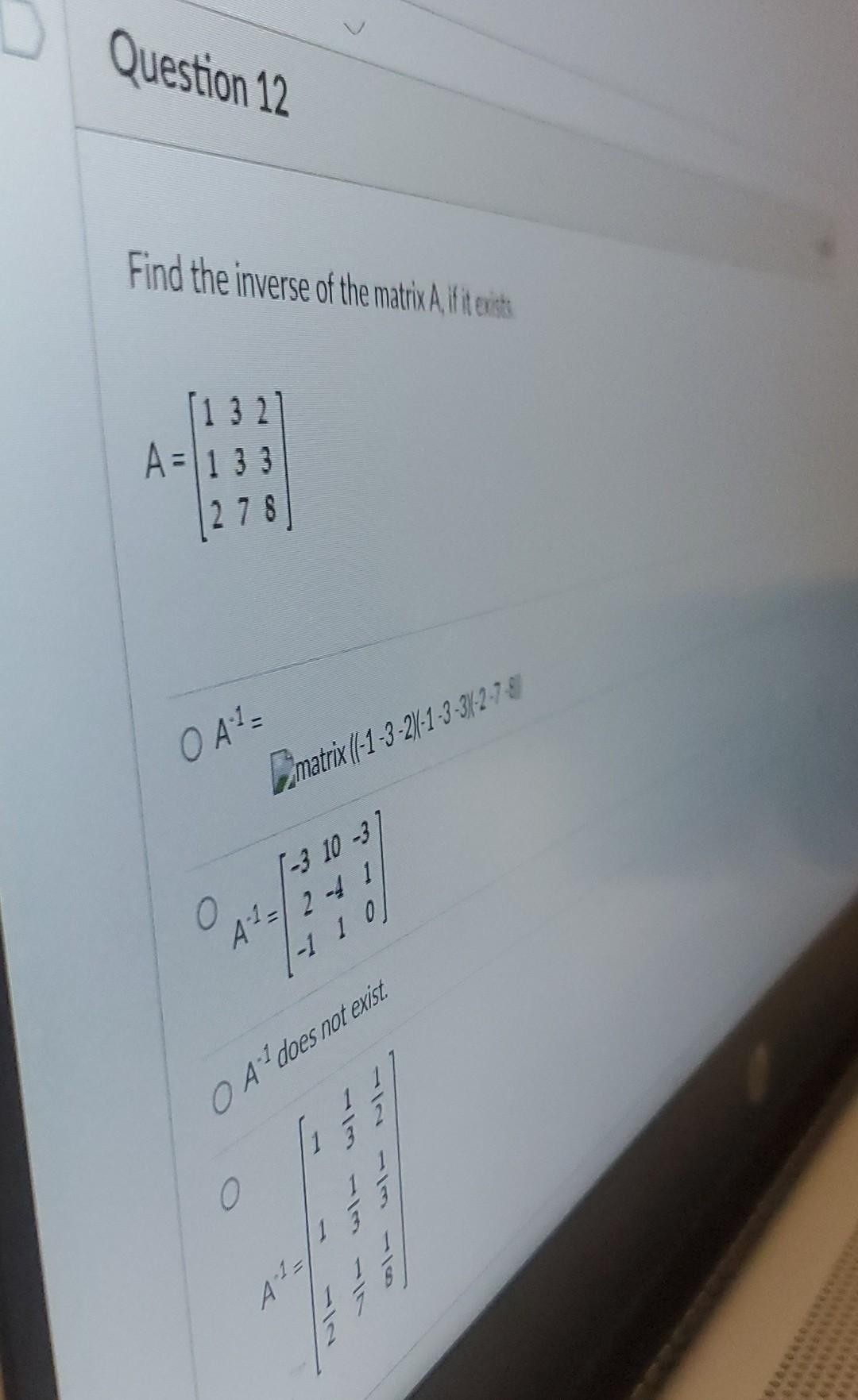 Solved Find The Inverse Of The Matrixaifiteris