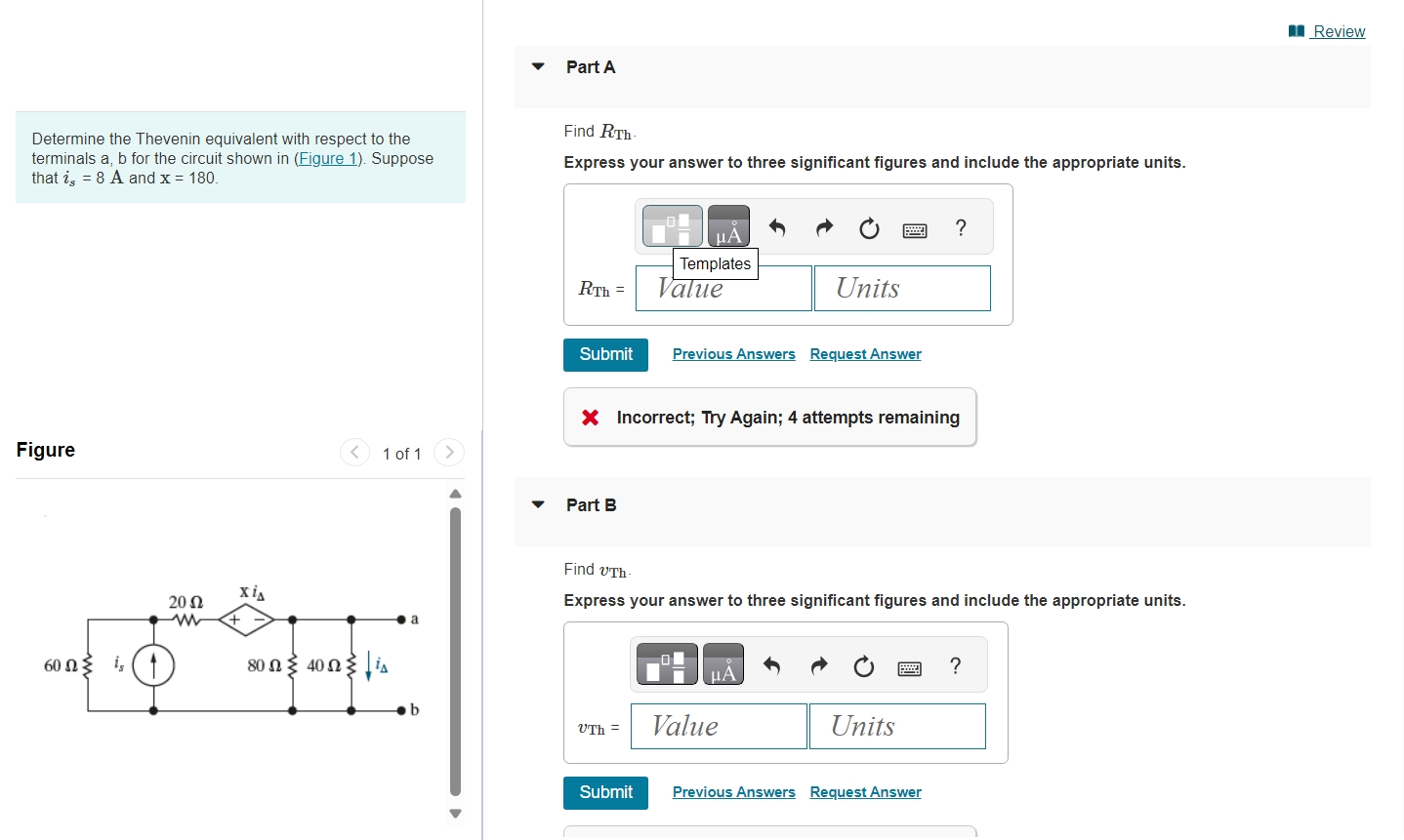 Solved Part ADetermine the Thevenin equivalent with respect | Chegg.com
