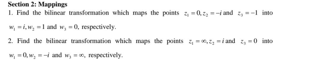 Solved Section 2 Mappings 1 Find The Bilinear