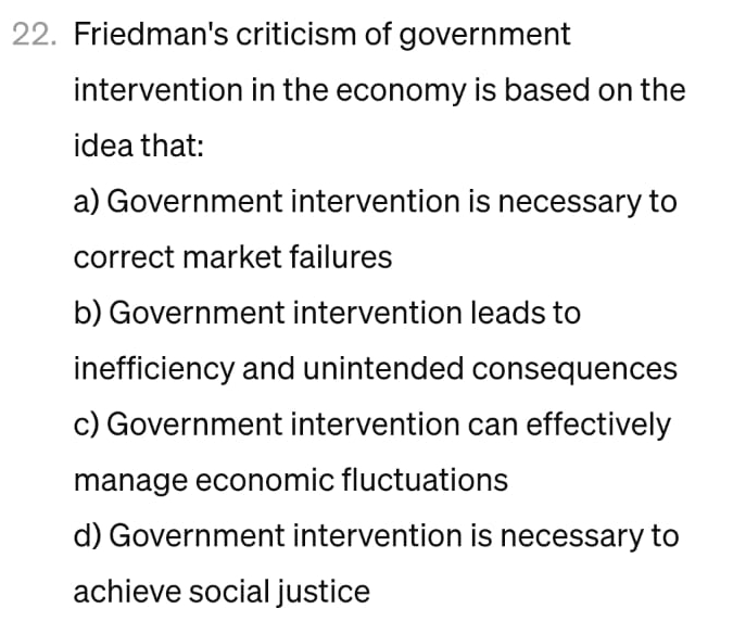 Solved Economic: Friedman's criticism of government | Chegg.com